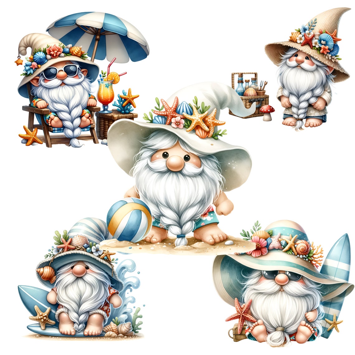 Summer Vacation Gnome Clipart Beach and Tropical Gnome PNG, Vacation ...