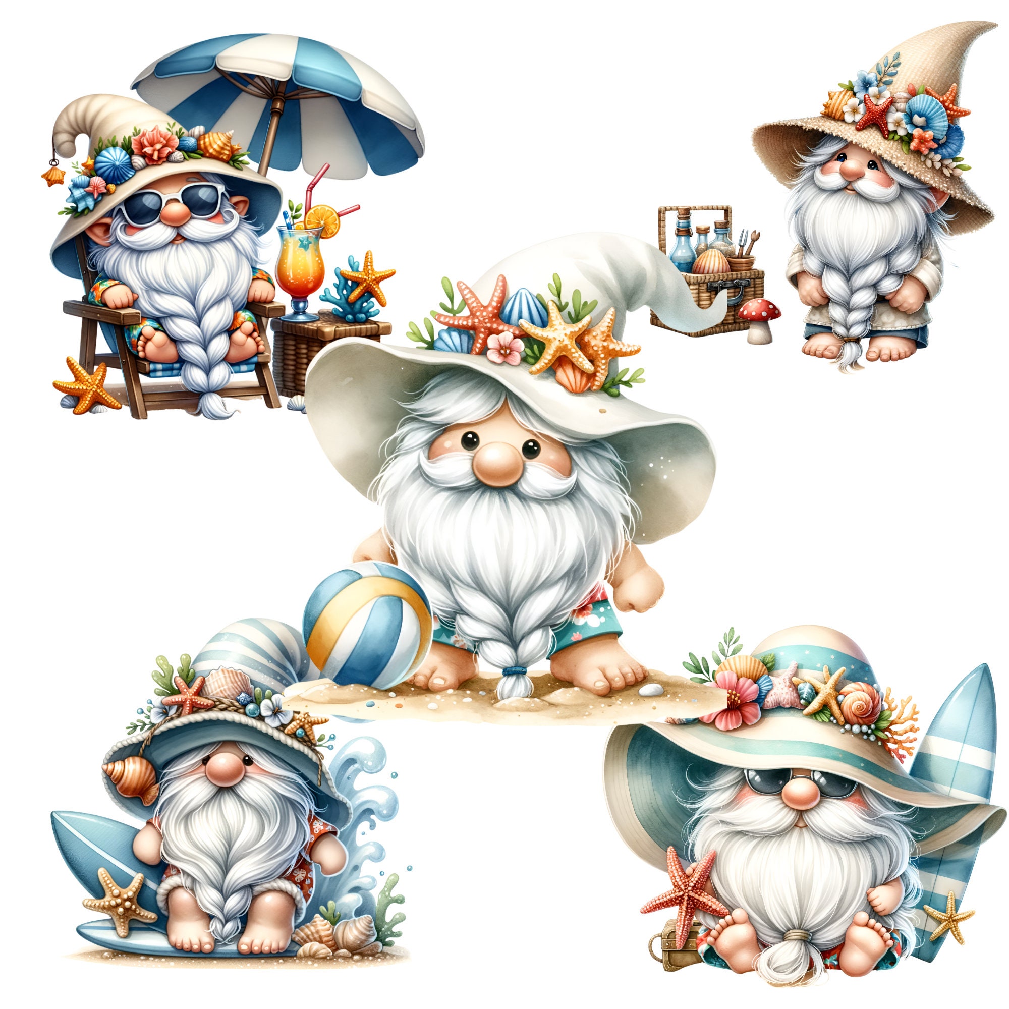 Summer Vacation Gnome Clipart - Beach and Tropical Gnome PNG, Vacation ...