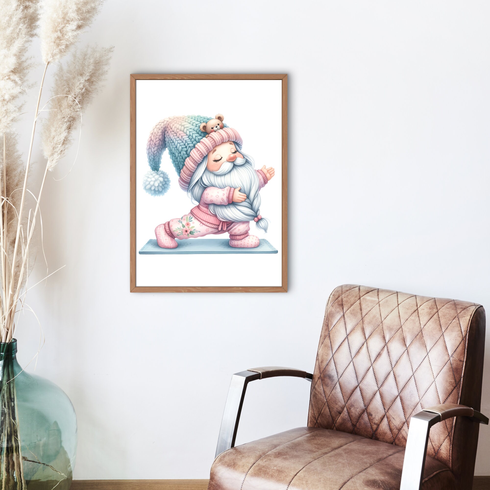 Gnome in Pajamas Yoga Clipart - Cute Watercolor Gnome Graphics ...