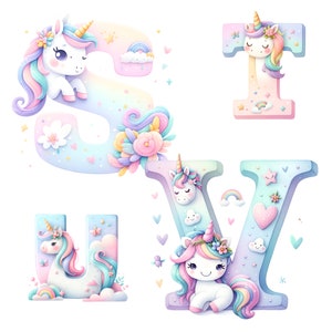 Cute Unicorn Png Alphabet - Kawaii Unicorn PNG Rainbow Pastel Magic ...