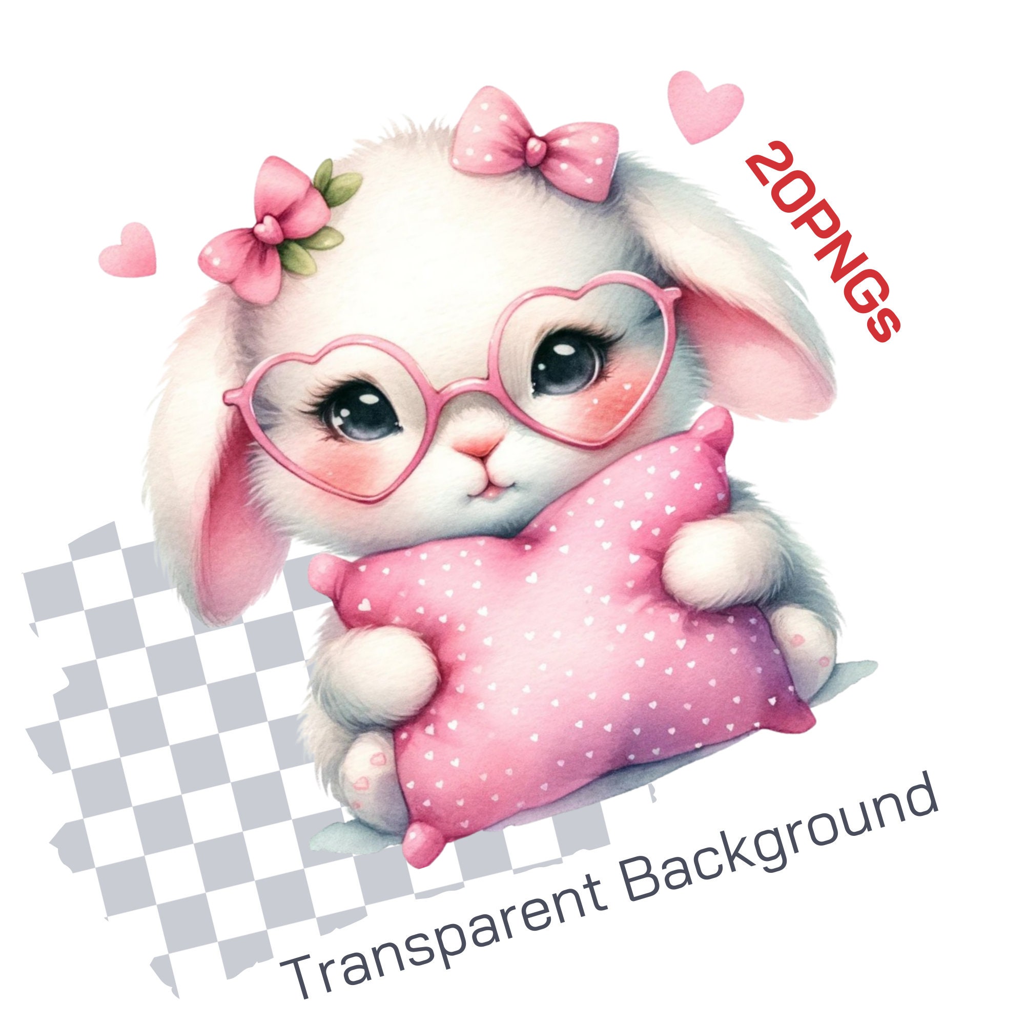 Easter Bunny Glasses PNG Pink Rabbit Clipart Collection Watercolor Hare ...