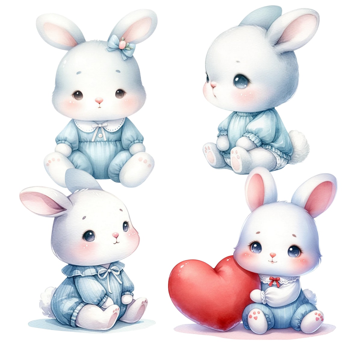 Cute Rabbit and Bunny Clipart Collection Watercolor Bunny PNG, Adorable ...