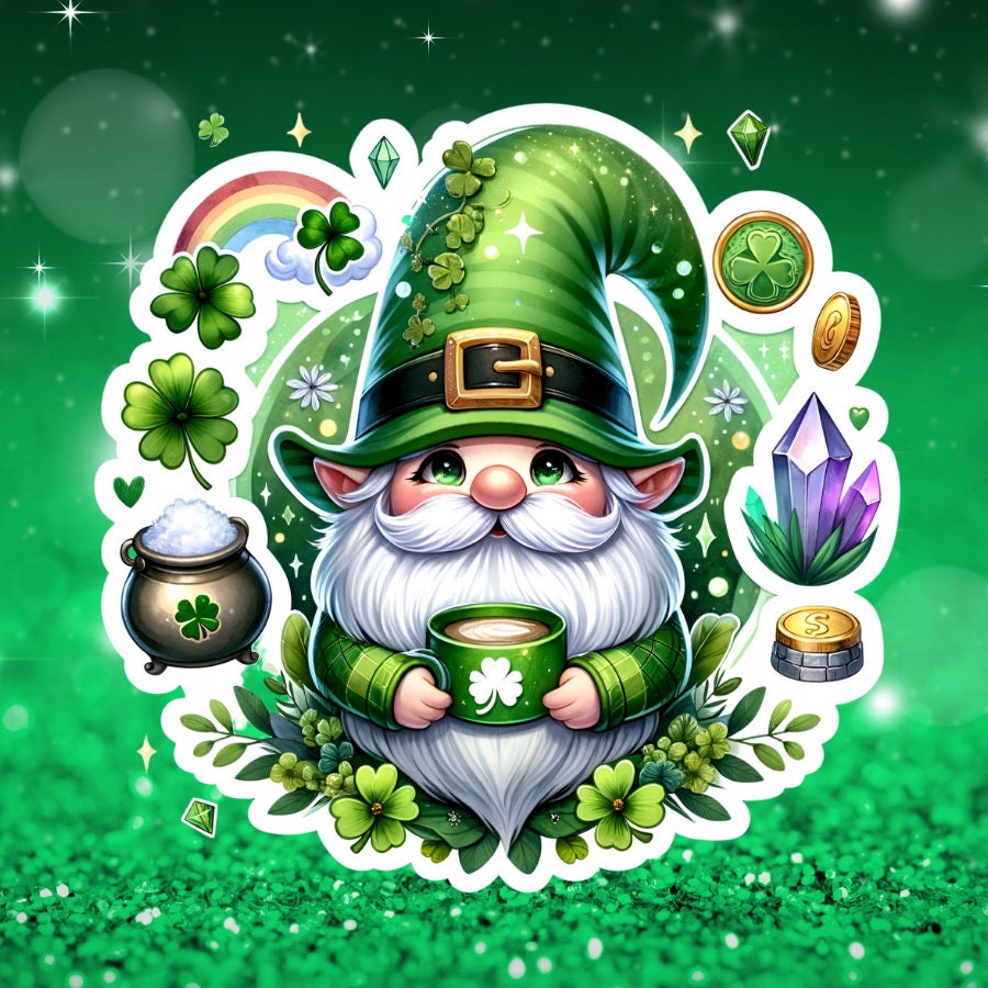 St. Patrick's Day Irish Gnome Clipart Png-spring Gnome Clipart Bundle ...