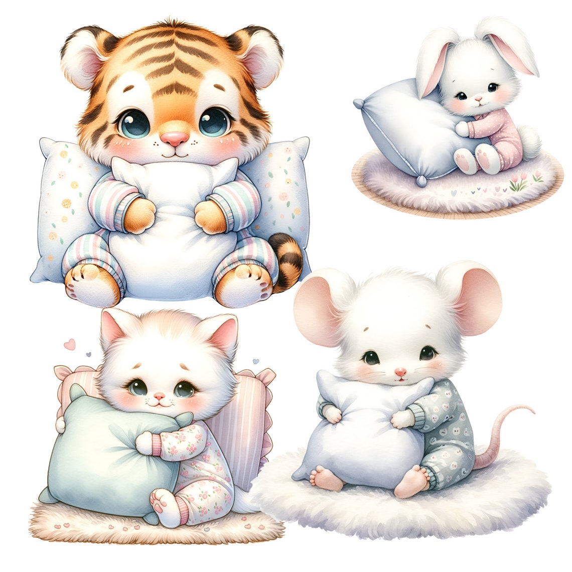 Sleepy Animals Clipart Collection Adorable Baby Animal PNG, Cute Sleepy ...