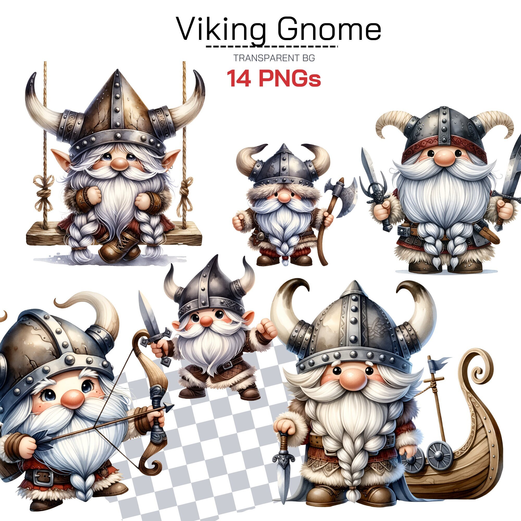 Nordic Viking Gnome Clipart Png - Cute Viking Gnome Clipart in ...