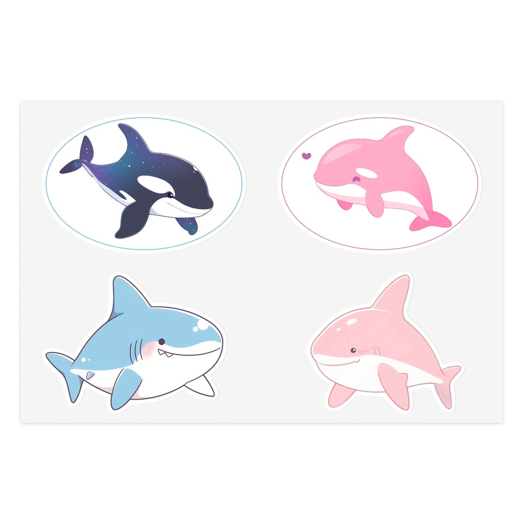 Shark Stickers | Orca | Whale Sticker | Ocean Stickers | Kawaii Sticker ...