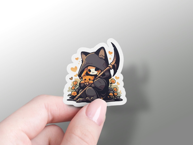 Cute Grim Reaper Sticker Sheet 4 Pack Kawaii, Whimsical, and Emo ...