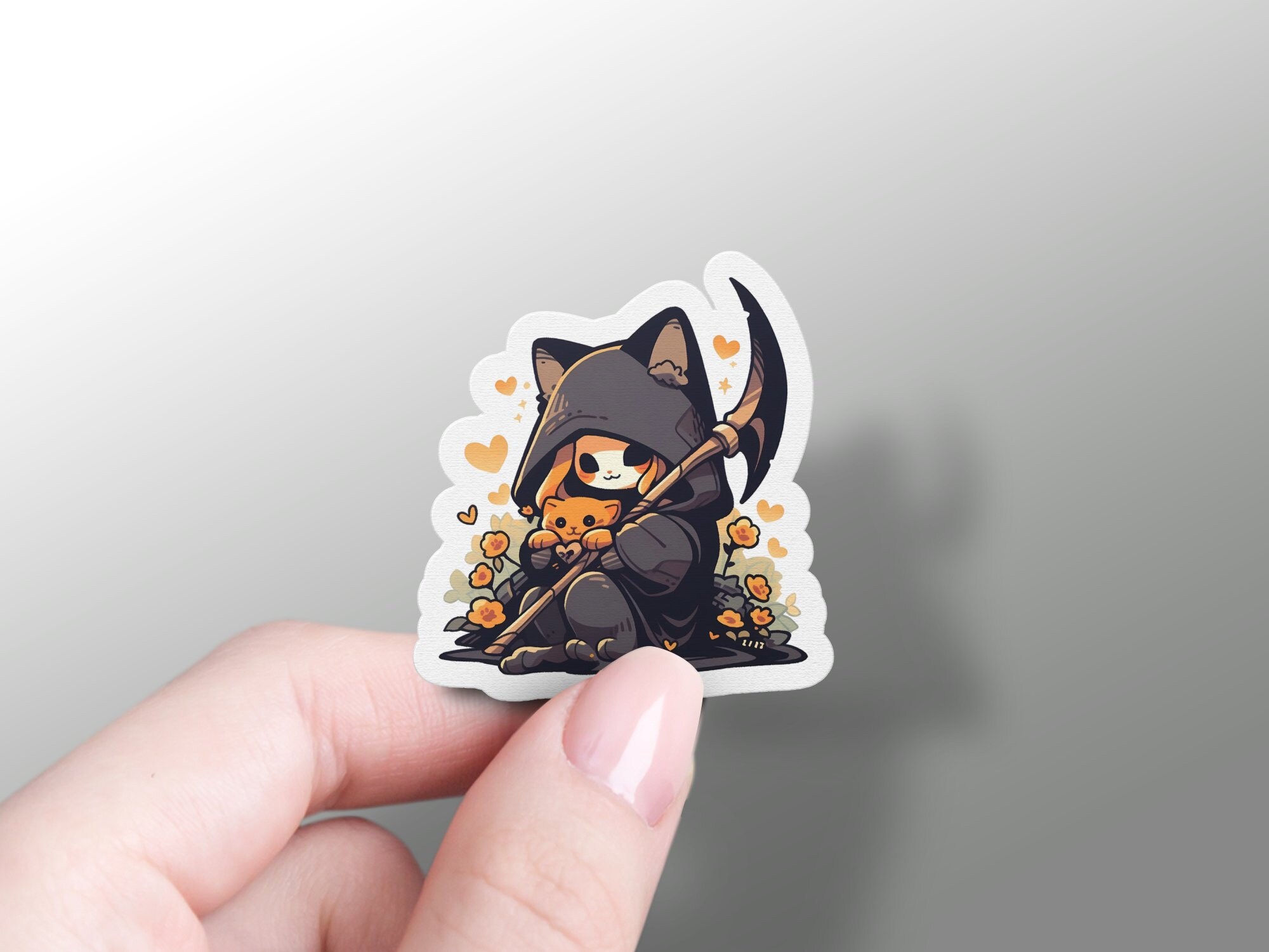 Cute Grim Reaper Sticker Sheet 4 Pack Kawaii, Whimsical, and Emo ...