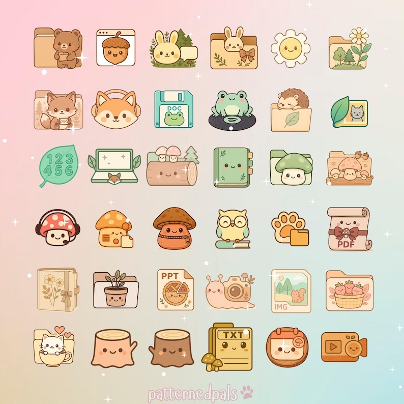 Kawaii Forestcore Desktop Organizer – Cute Icons & Cozy Wallpapers for ...