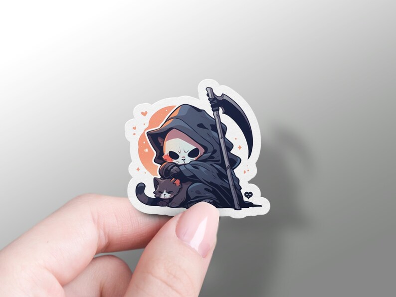 Cute Grim Reaper Sticker Sheet 4 Pack Kawaii Whimsical - Etsy