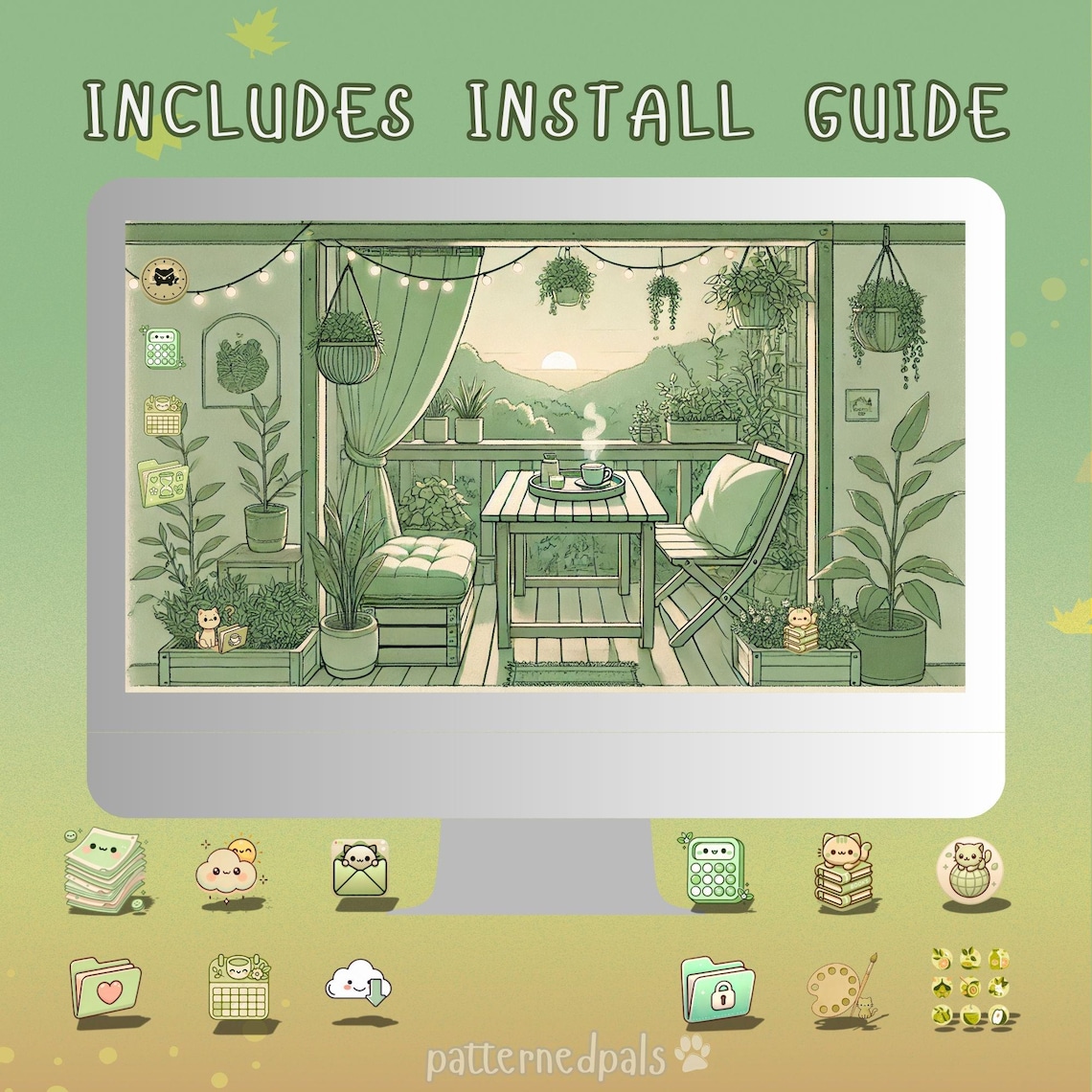 Matcha Green Desktop Wallpaper and Icon Set - 15 Aesthetic Wallpapers ...