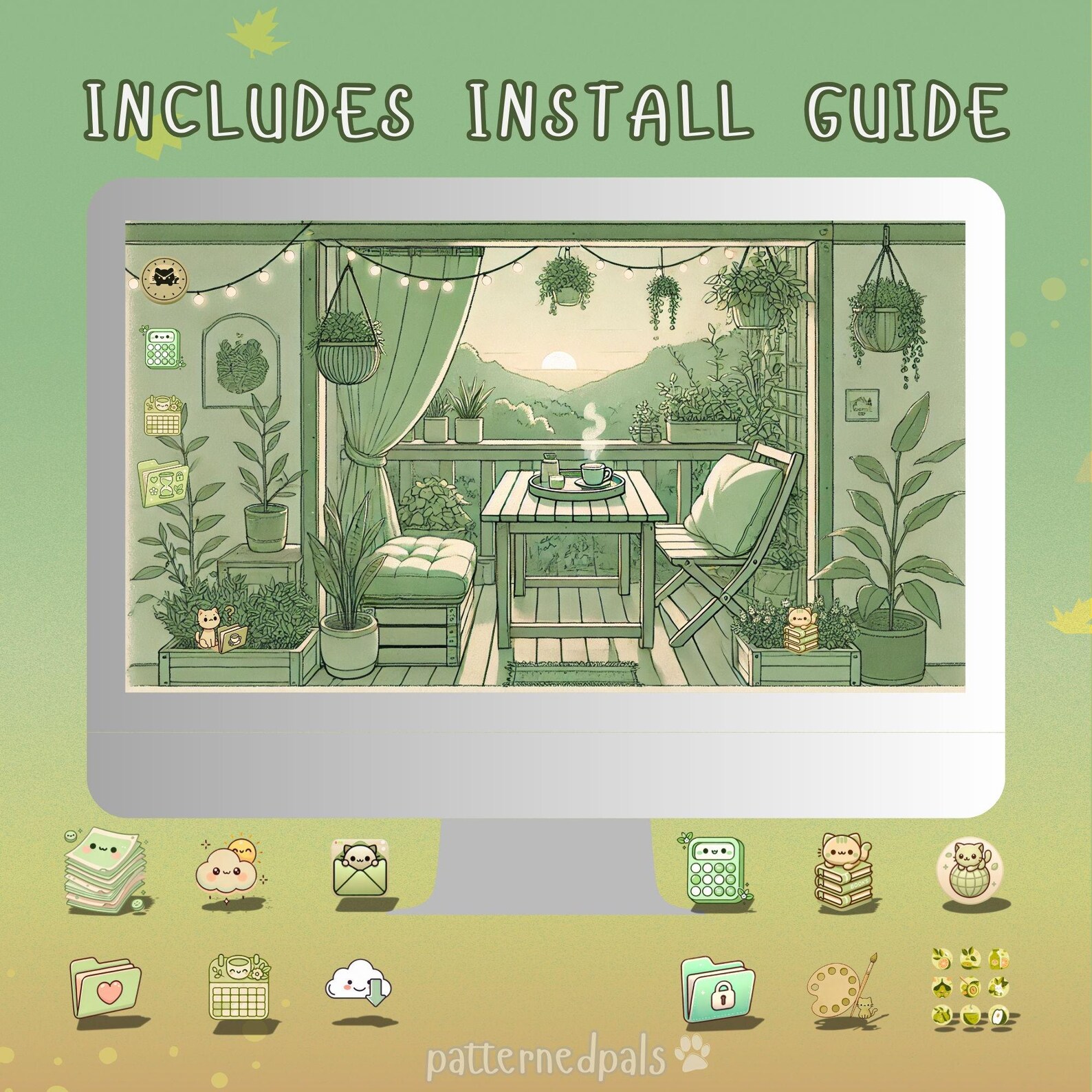 Matcha Green Desktop Wallpaper and Icon Set - 15 Aesthetic Wallpapers ...