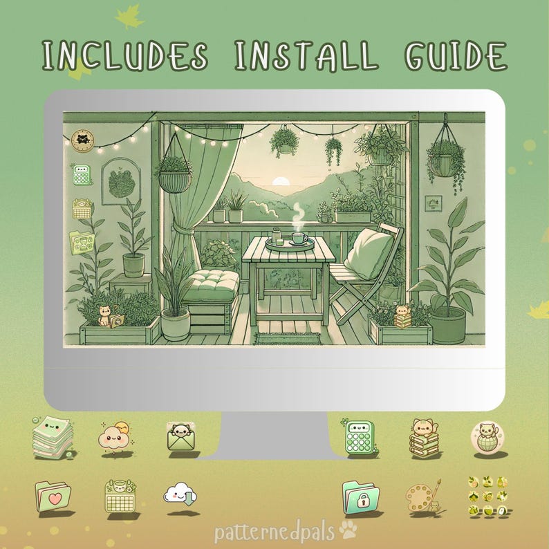 Matcha Green Desktop Wallpaper and Icon Set - 15 Aesthetic Wallpapers ...