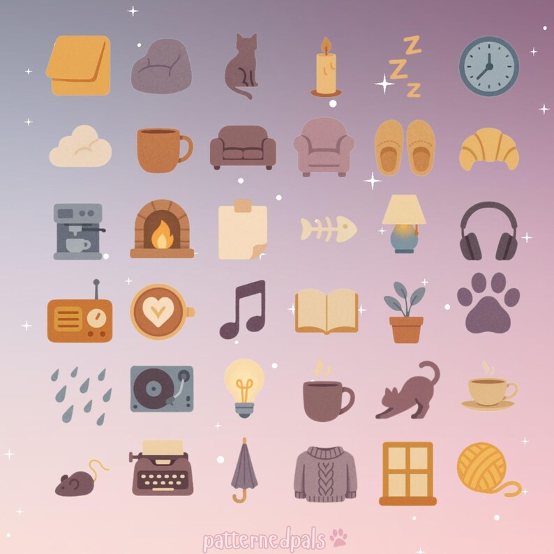 Cozy Cat Café Desktop Icons and Wallpaper Organizer Set | Aesthetic Cat ...