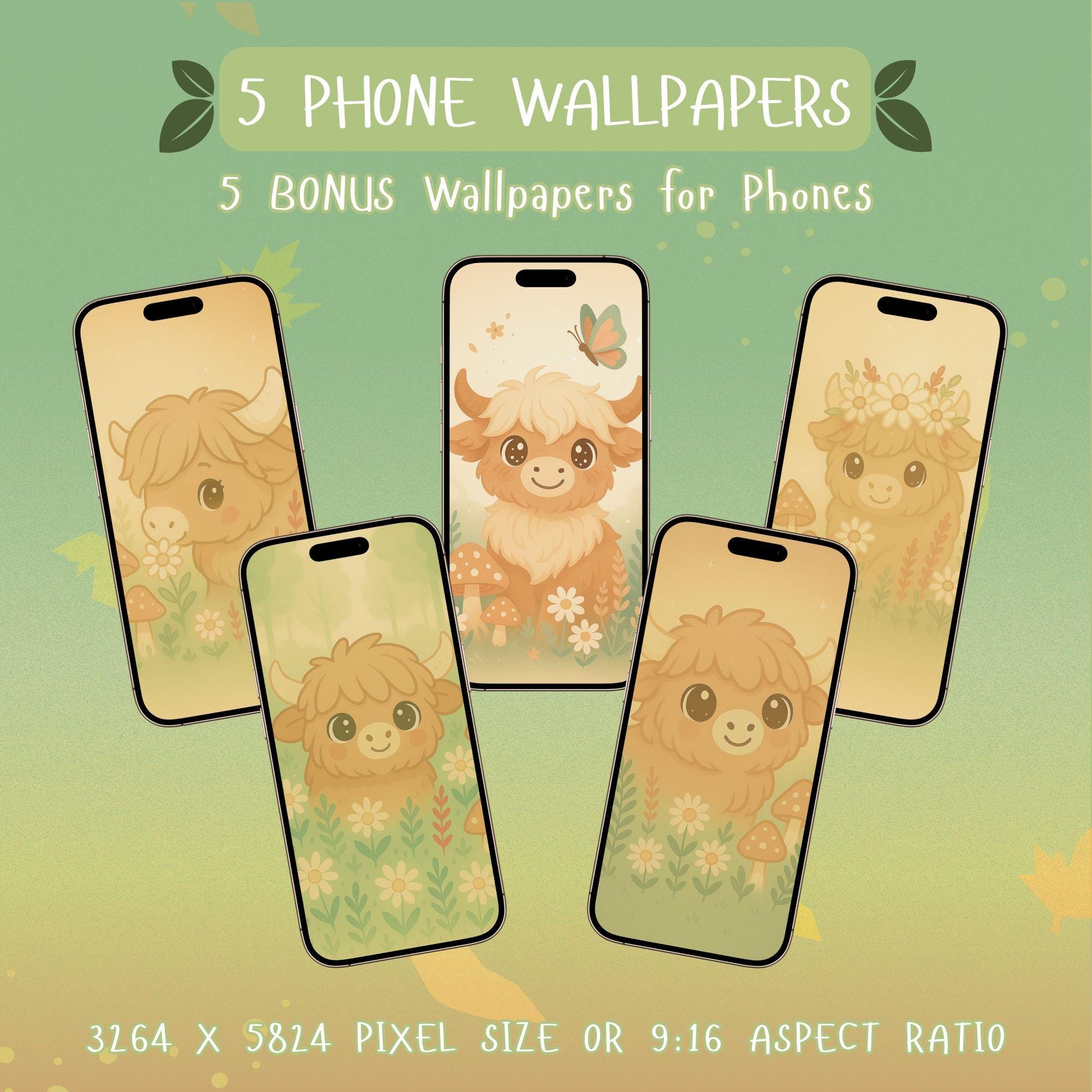Highland Cow Gifts Wallpaper Bundle | Desktop Icons & Wallpapers | Gift ...