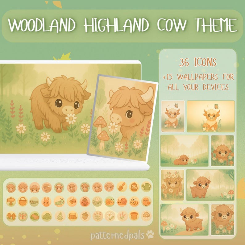 Highland Cow Gifts Wallpaper Bundle | Desktop Icons & Wallpapers | Gift ...