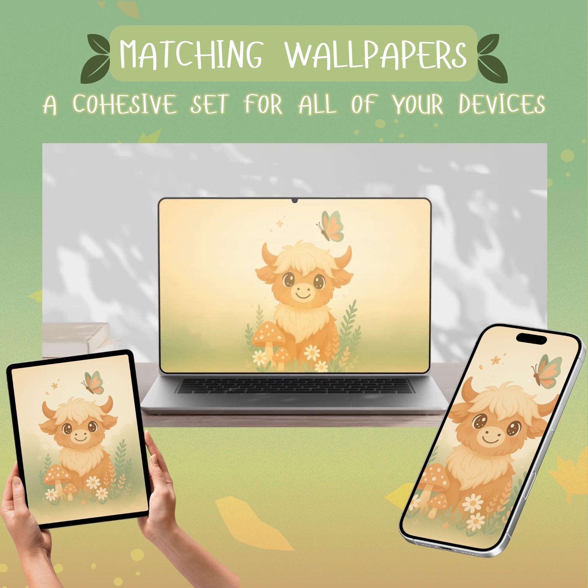 Highland Cow Gifts Wallpaper Bundle | Desktop Icons & Wallpapers | Gift ...