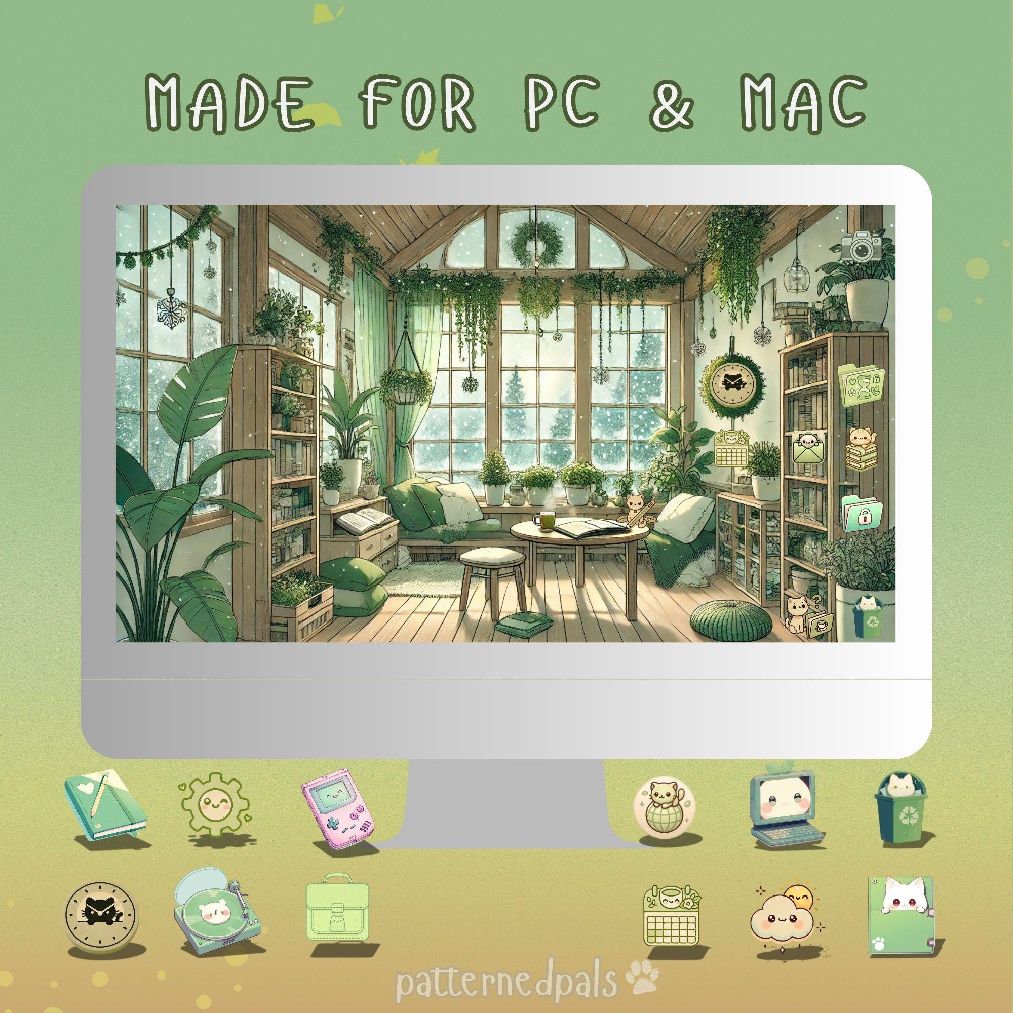 Matcha Green Desktop Wallpaper and Icon Set - 15 Aesthetic Wallpapers ...