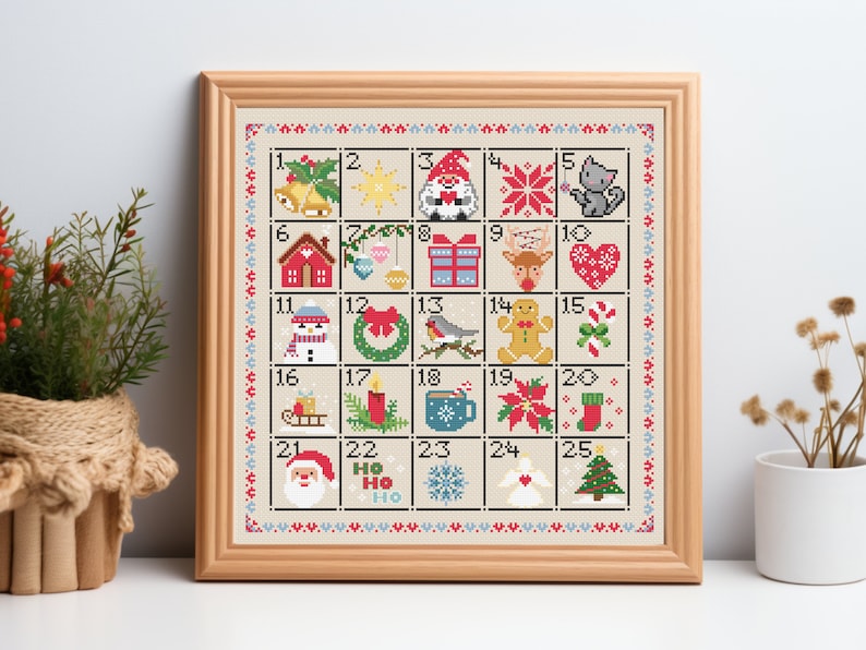 Christmas Advent Calendar - Cross Stitch Pattern PDF, Merry Christmas ...