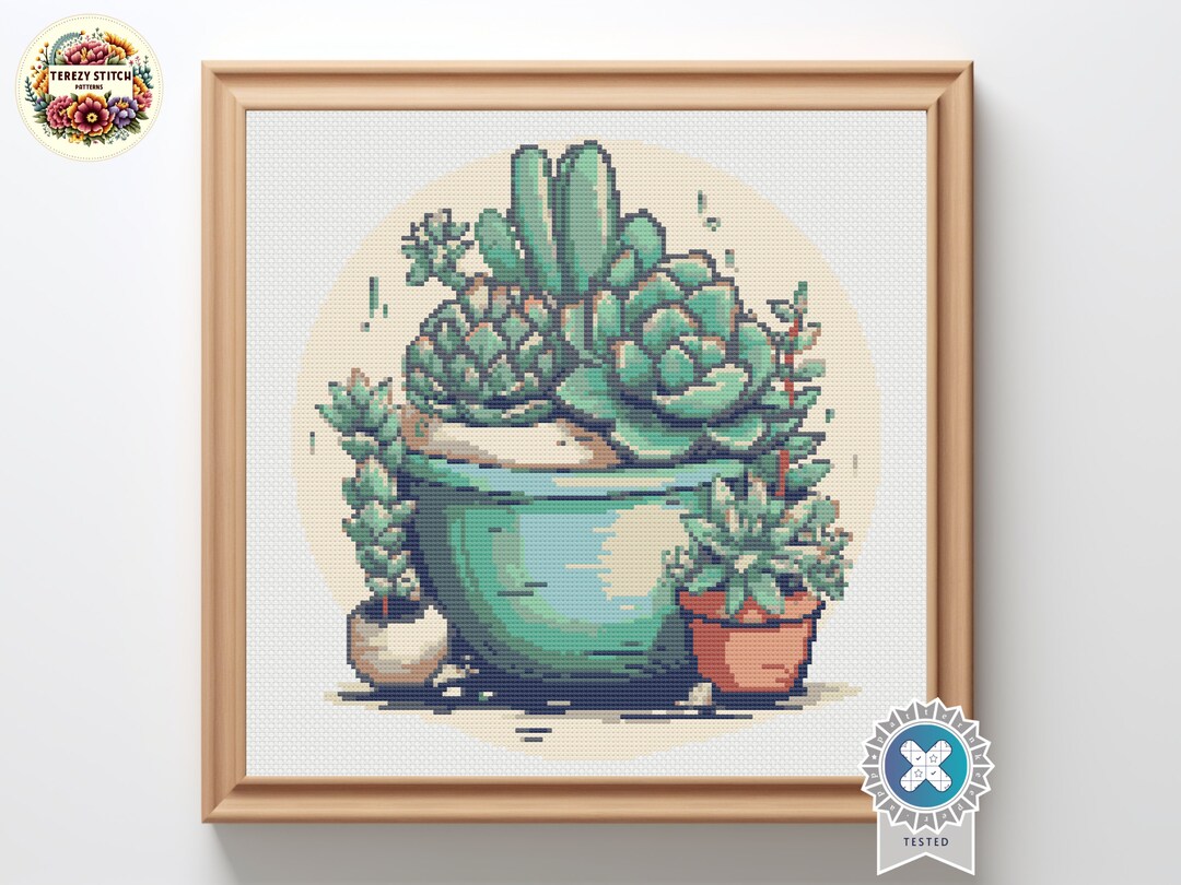 Succulents Cross Stitch Pattern: Floral Plant Embroidery (PDF Pattern ...