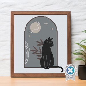 Boho Cat Cross Stitch Pattern: Modern Embroidery Art (digital Download ...