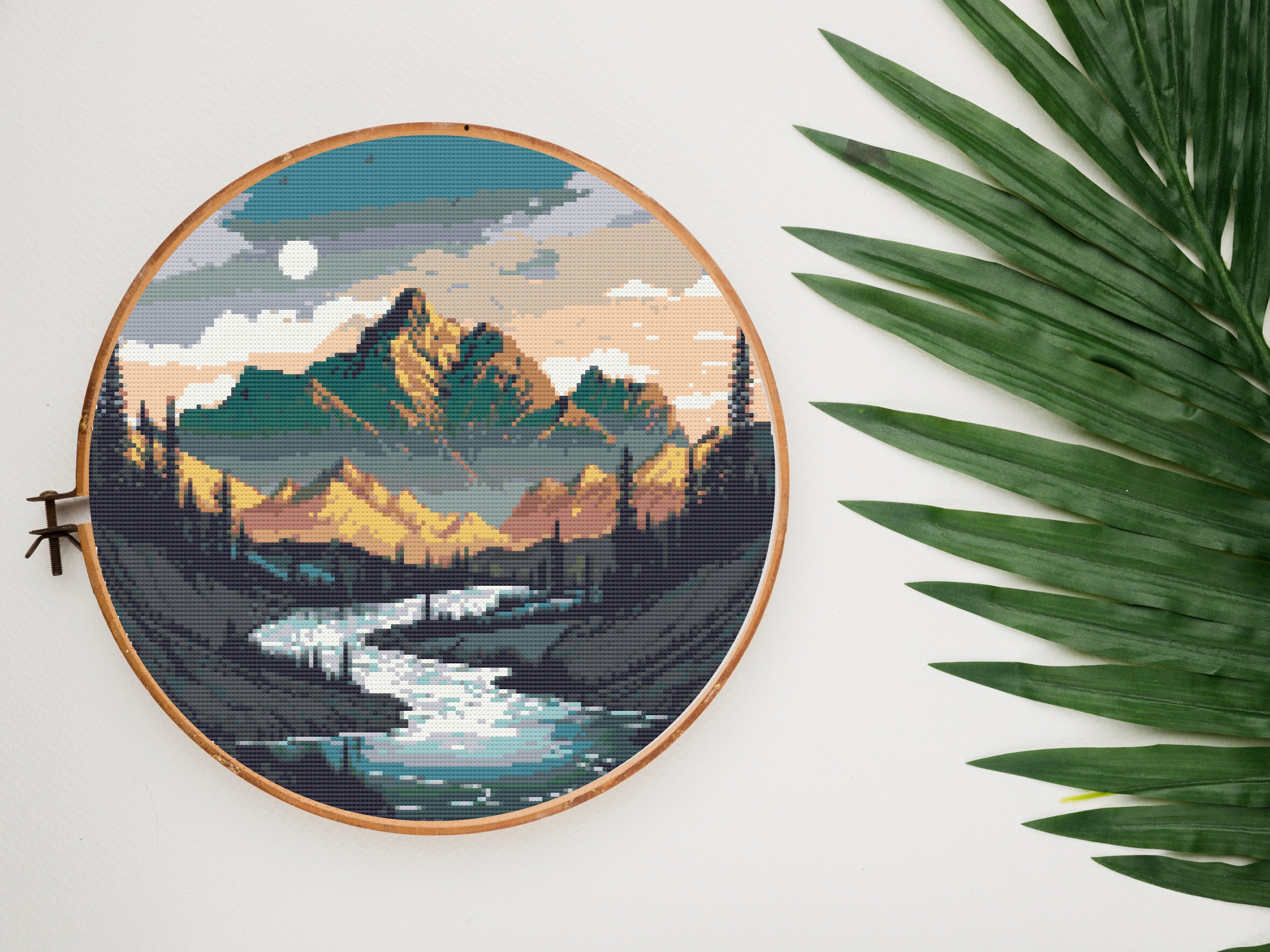 Bright Landscape Counted Digital Cross Stitch Pattern PDF. Mountains ...