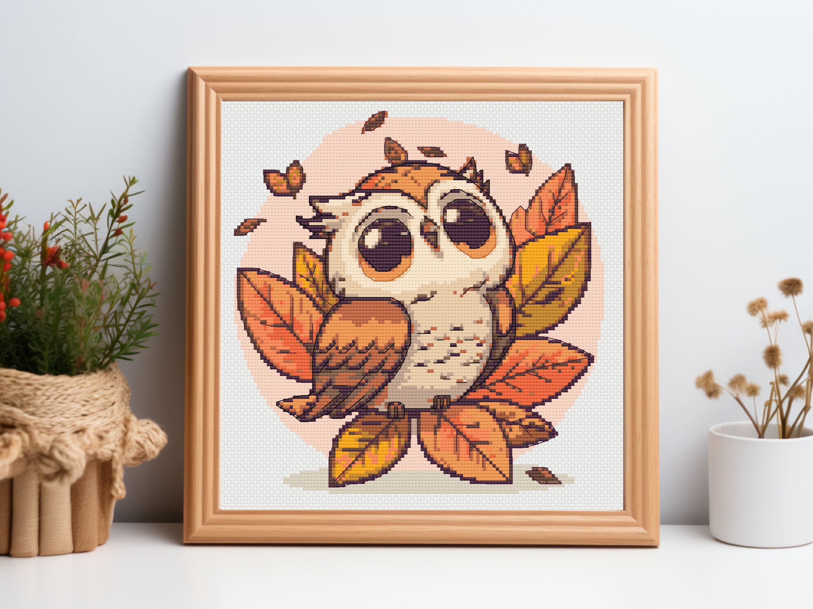 Autumn Owl Cross Stitch Pattern PDF, Owl Cross Stitch, Fall Cross ...