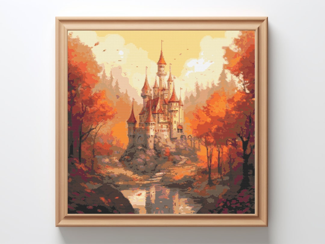 Autumn Castle - Fall Cross Stitch Pattern PDF, Castle Cross Stitch ...