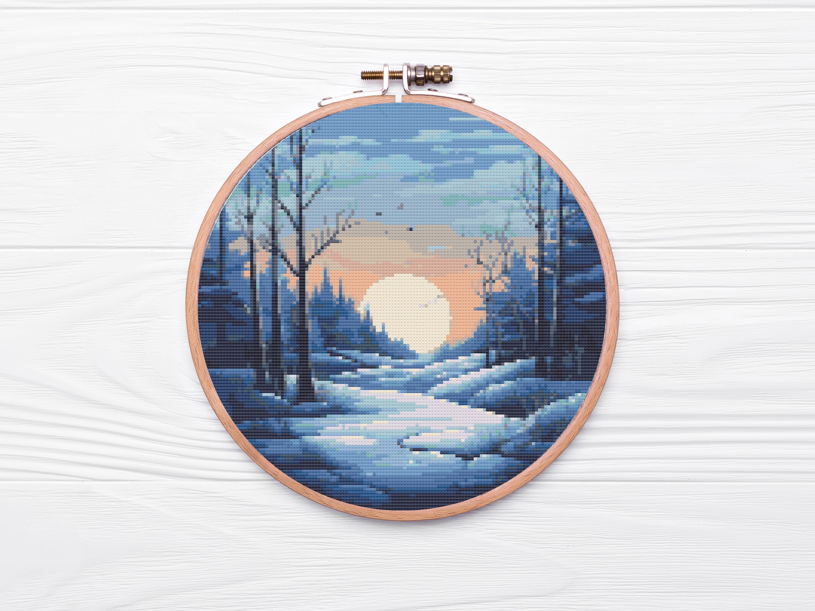 Winter Landscape Cross Stitch Pattern PDF, Winter Cross Stitch ...