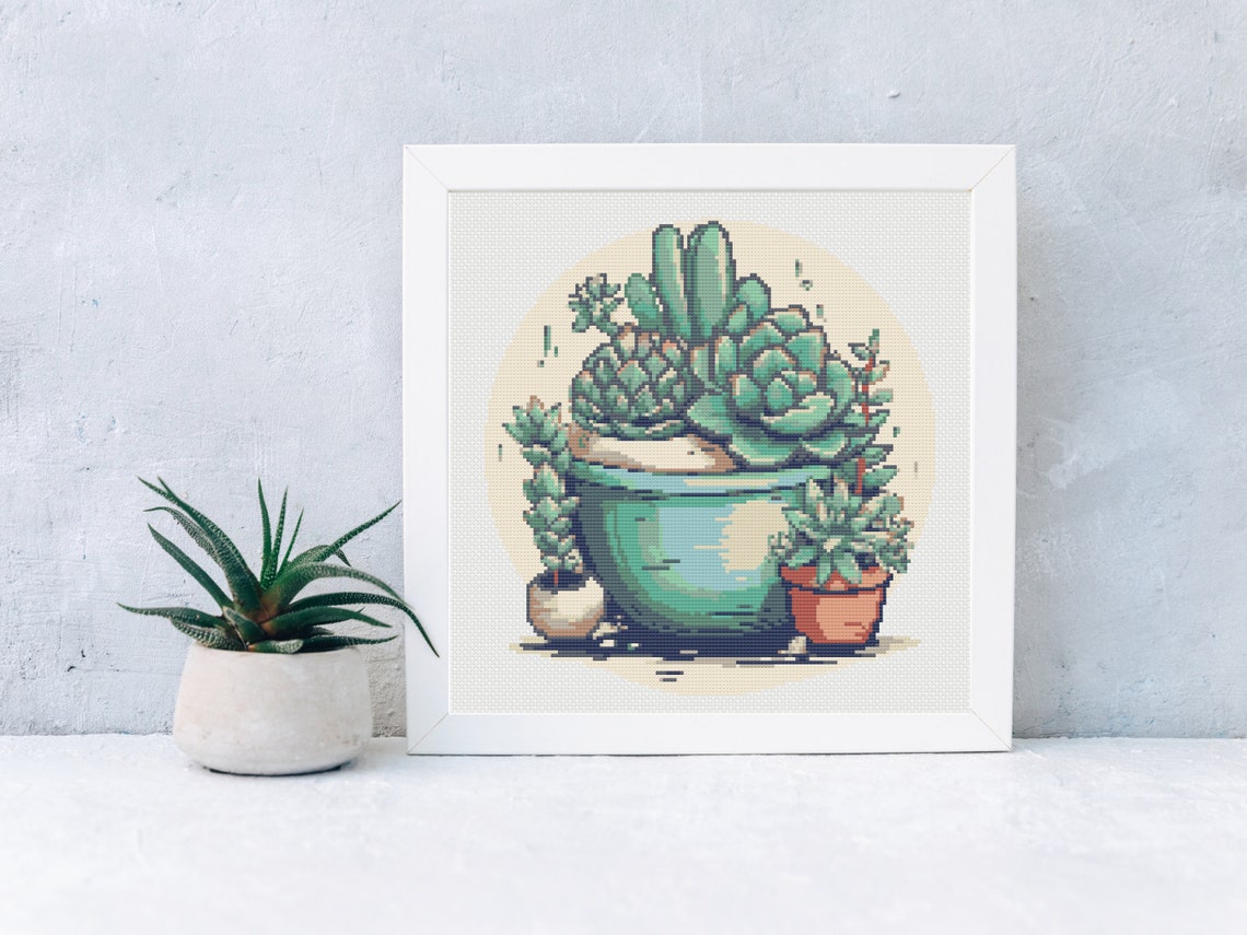 My Succulents Cross Stitch Pattern PDF Floral Embroidery - Etsy