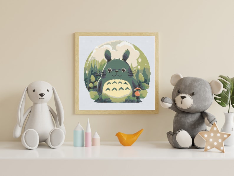 Anime Totoro Cross Stitch Pattern: Kawaii Floral Embroidery (PDF ...