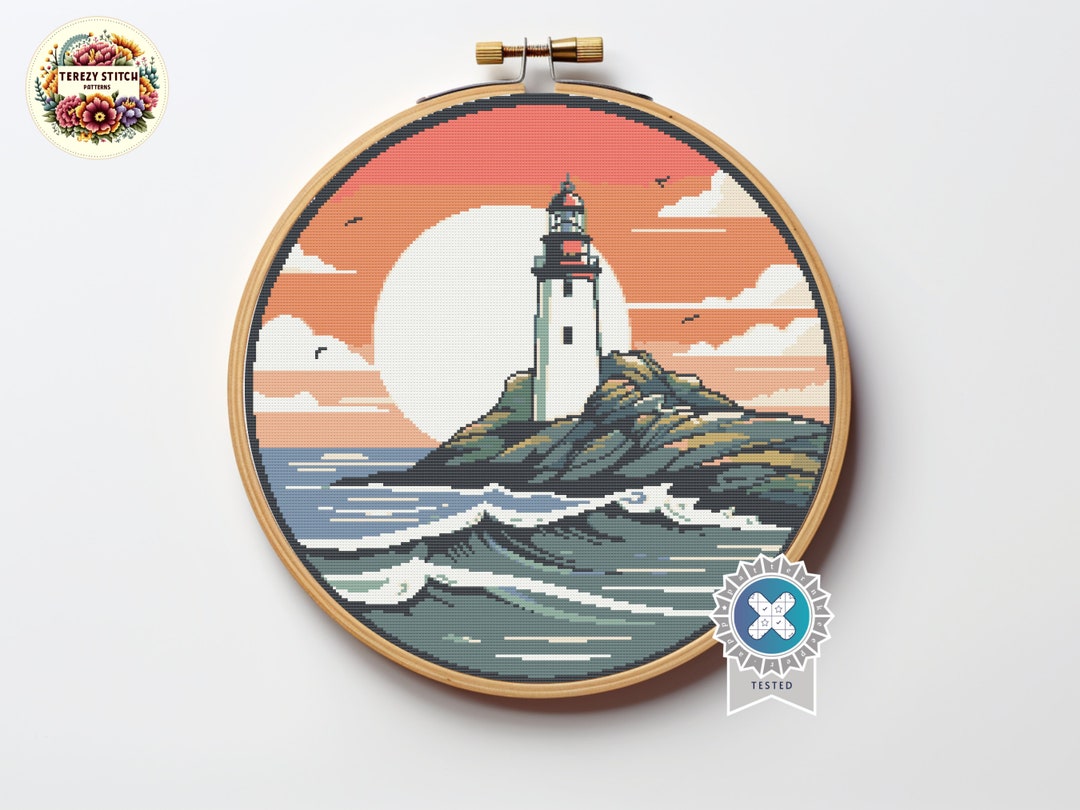 Lighthouse - Counted Digital Cross Stitch Pattern PDF, Nature ...