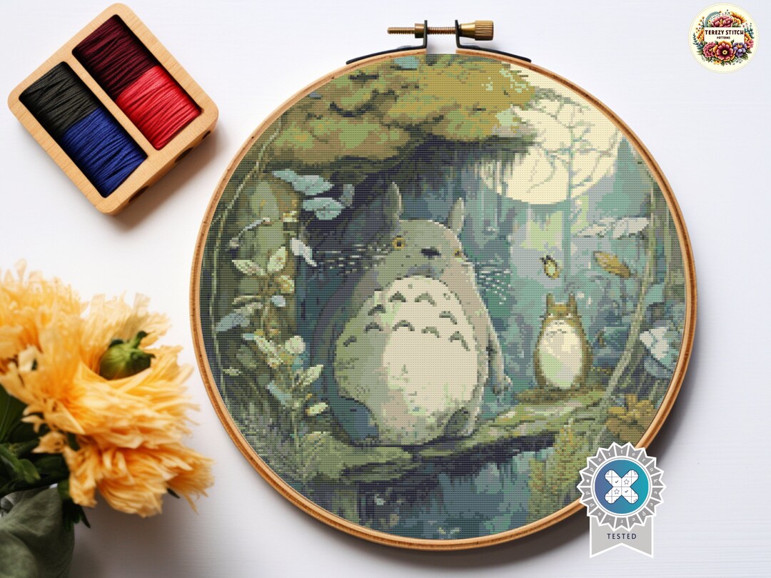Anime Cross Stitch Pattern: Totoro Forest Scene (PDF Pattern) - Etsy
