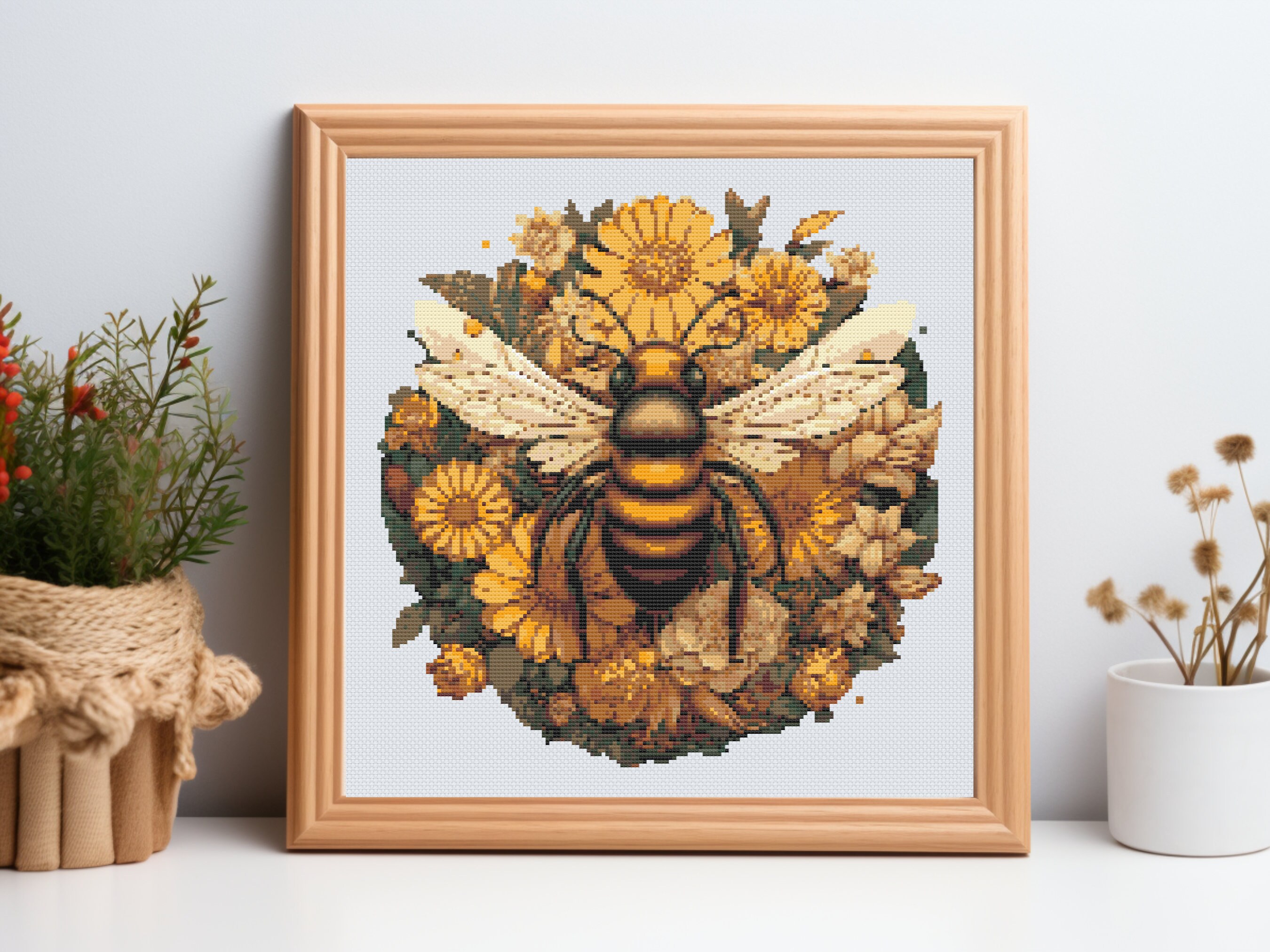 Flower Bee Cross Stitch Pattern PDF Bee Cross Stitch - Etsy