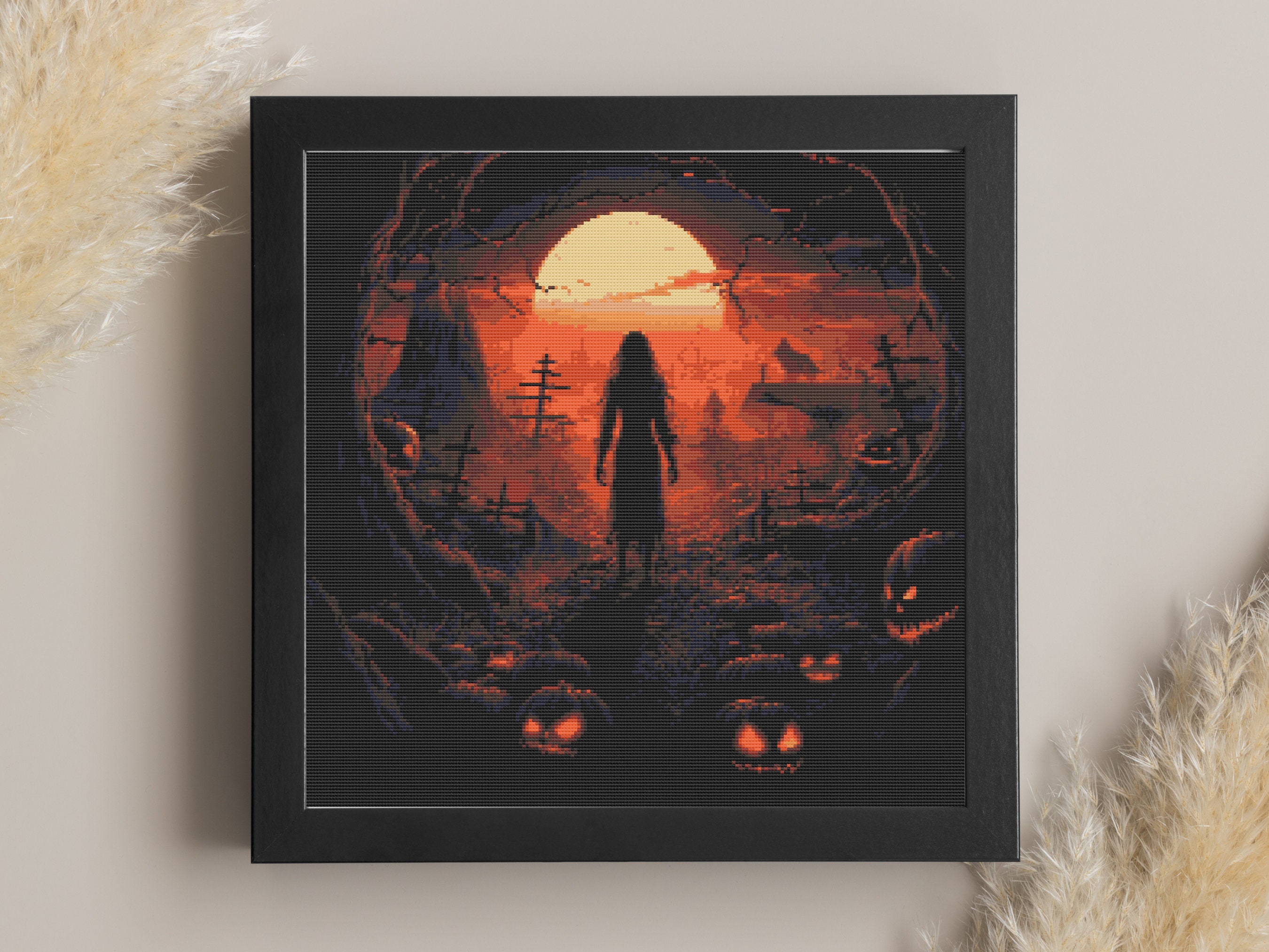 Scary Halloween Cross Stitch Pattern PDF Halloween Cross - Etsy