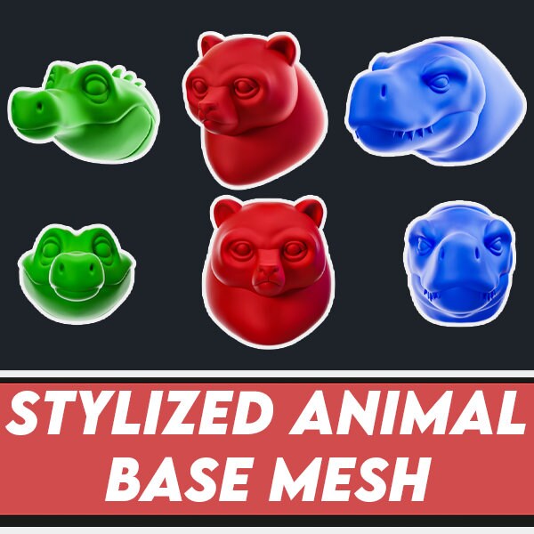 3D Stylized Animals Base Mesh - Etsy