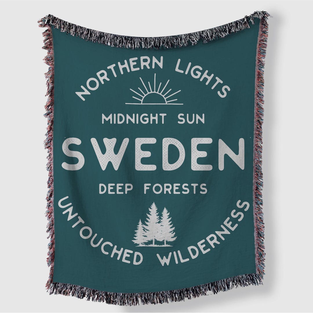 Beautiful Sweden Themed Woven Blanket, Swedish Design Throw ...