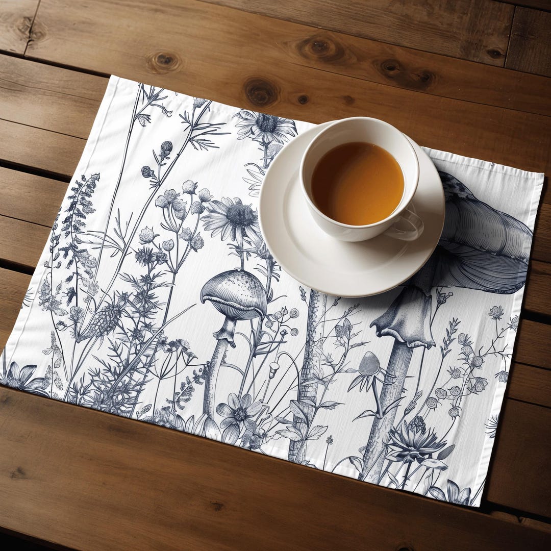 Mushroom Forest Tapestry Placemat: Nordic Botanical Decor - Etsy