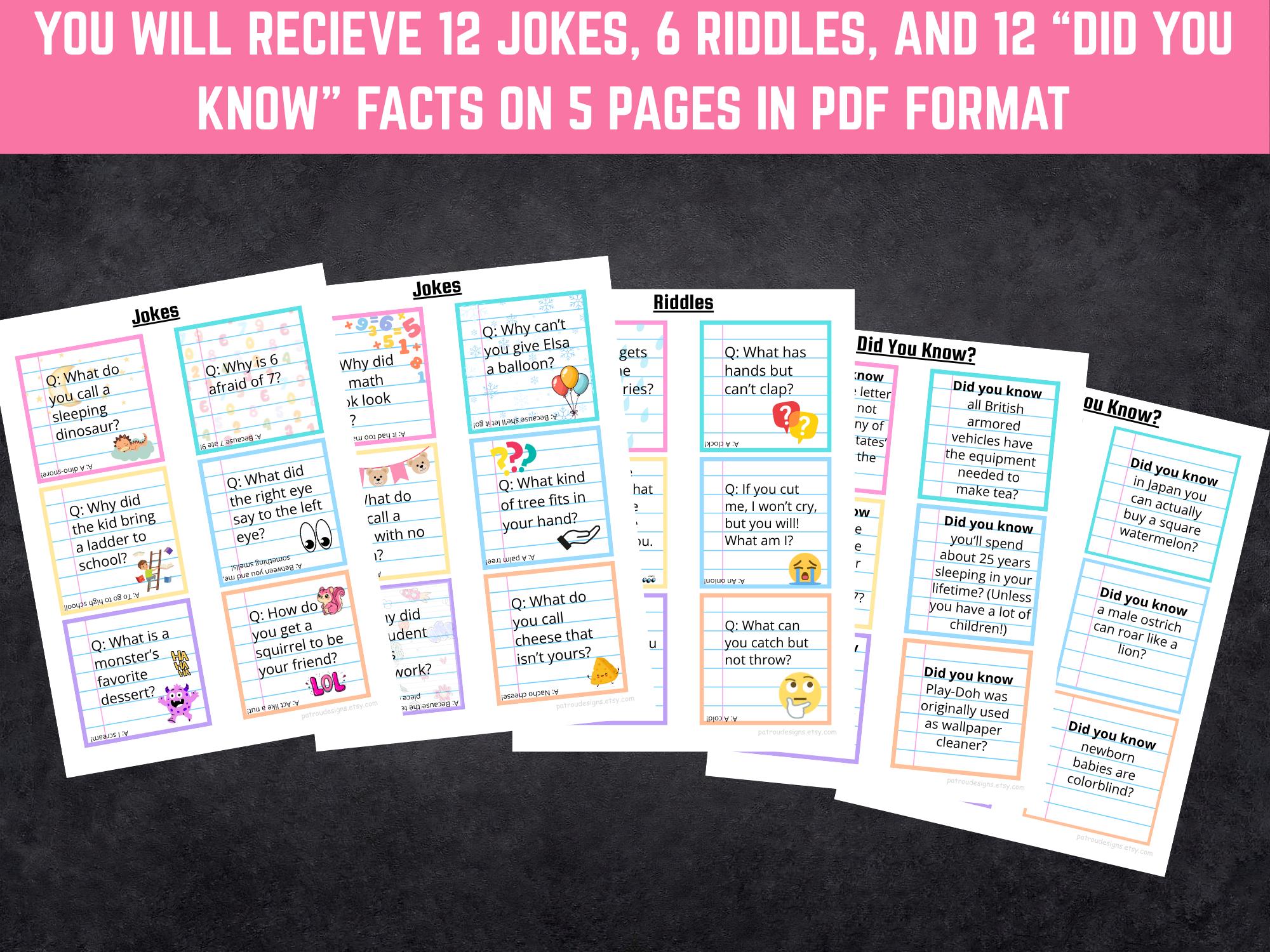 Lunchbox Notes Bundle Kids Printable Cards Encouragement Jokes Holidays ...