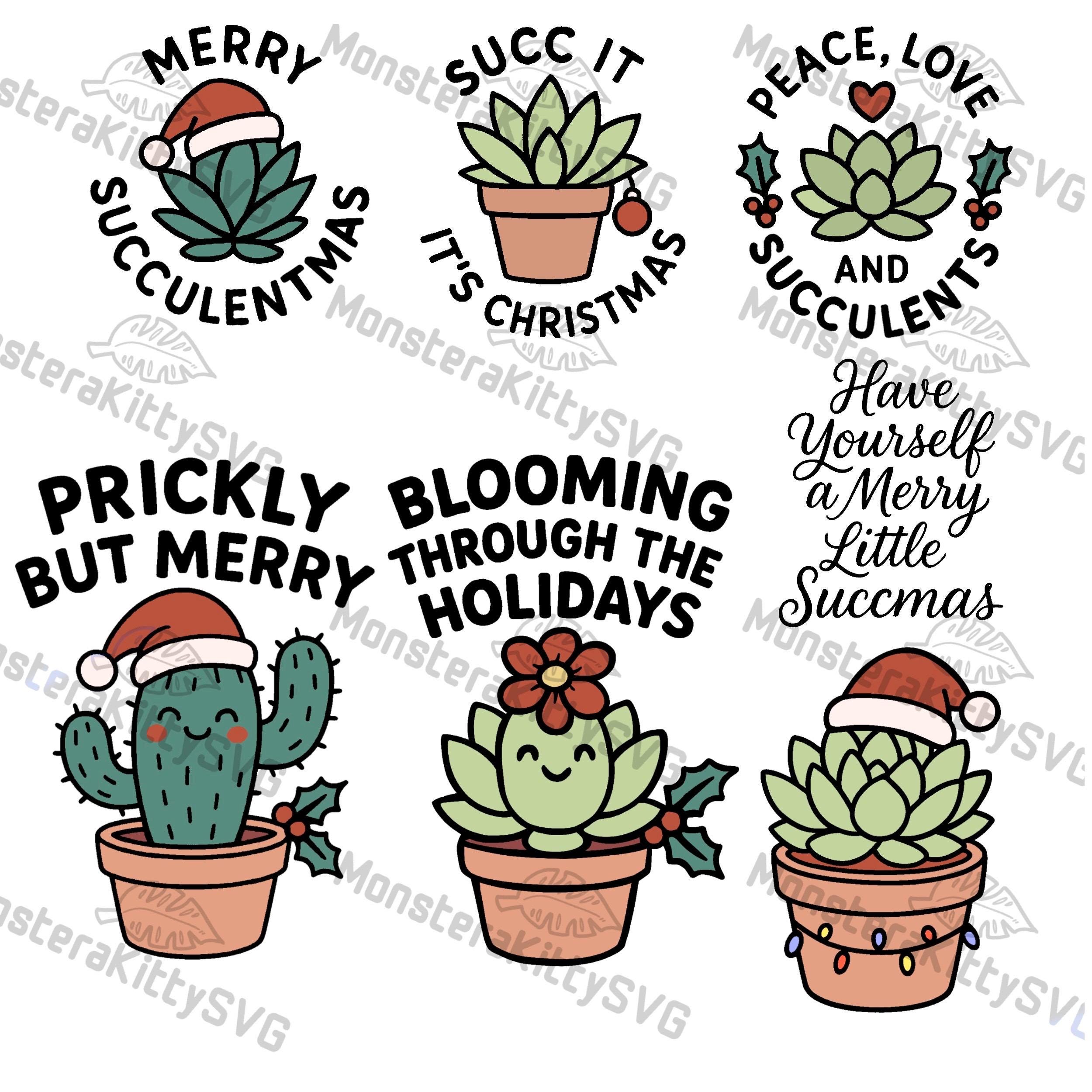 Christmas Succulent and Cacti SVG PNG Set: Plant Lover Quotes (digital ...