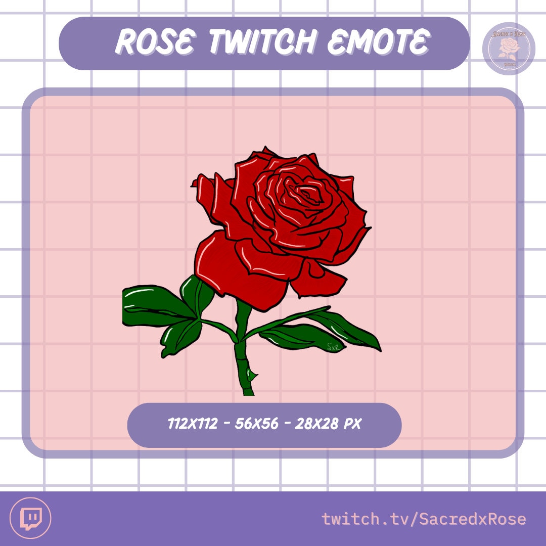 Elegant Rose Twitch Emote, Instant Download, Hand-drawn - Twitch ...