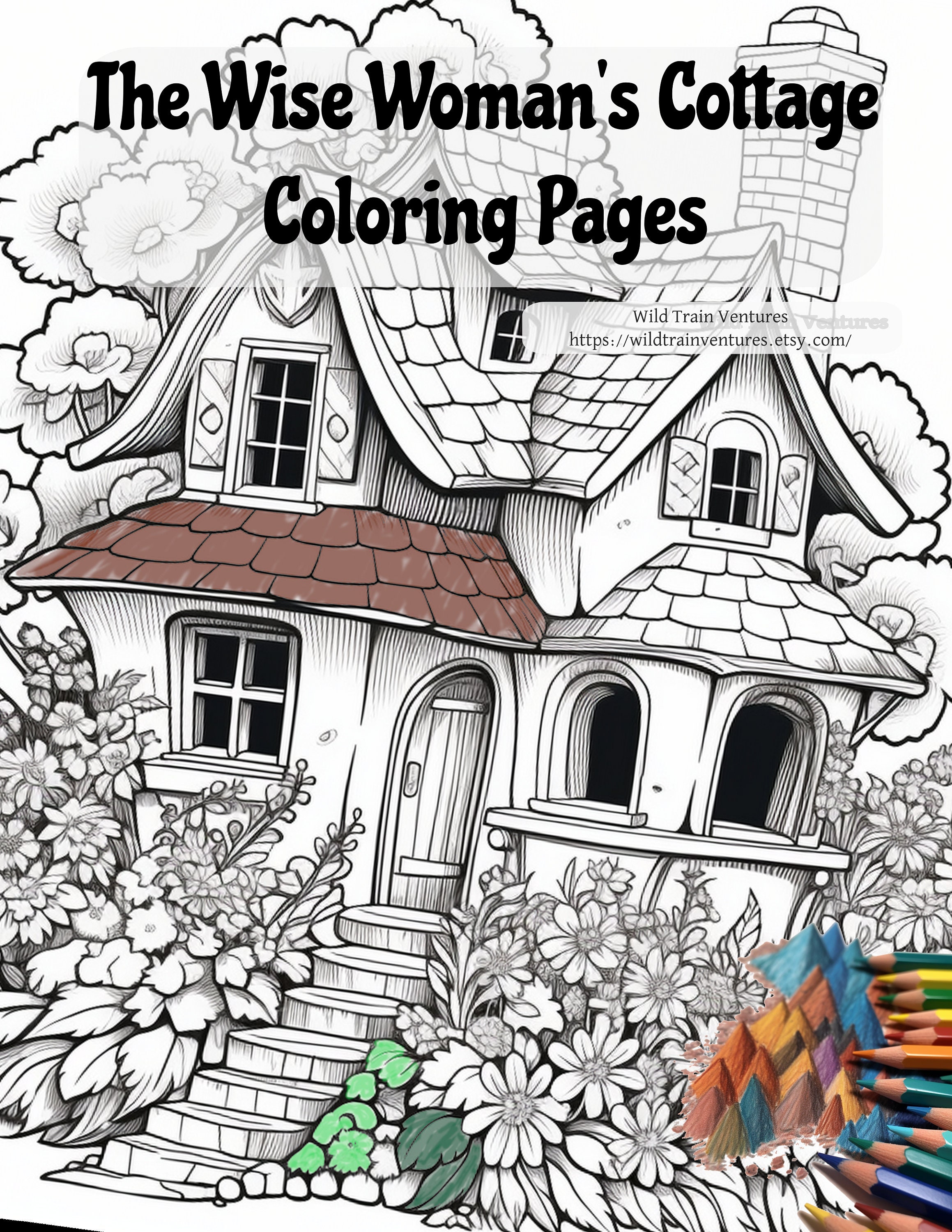 Wise Woman's Cottage Coloring Pages - Etsy