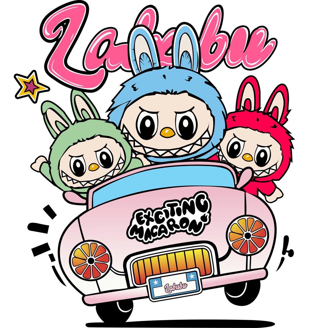 Viral Labubu Artwork Digital Print | Labubu in Car Cute Labubu ...