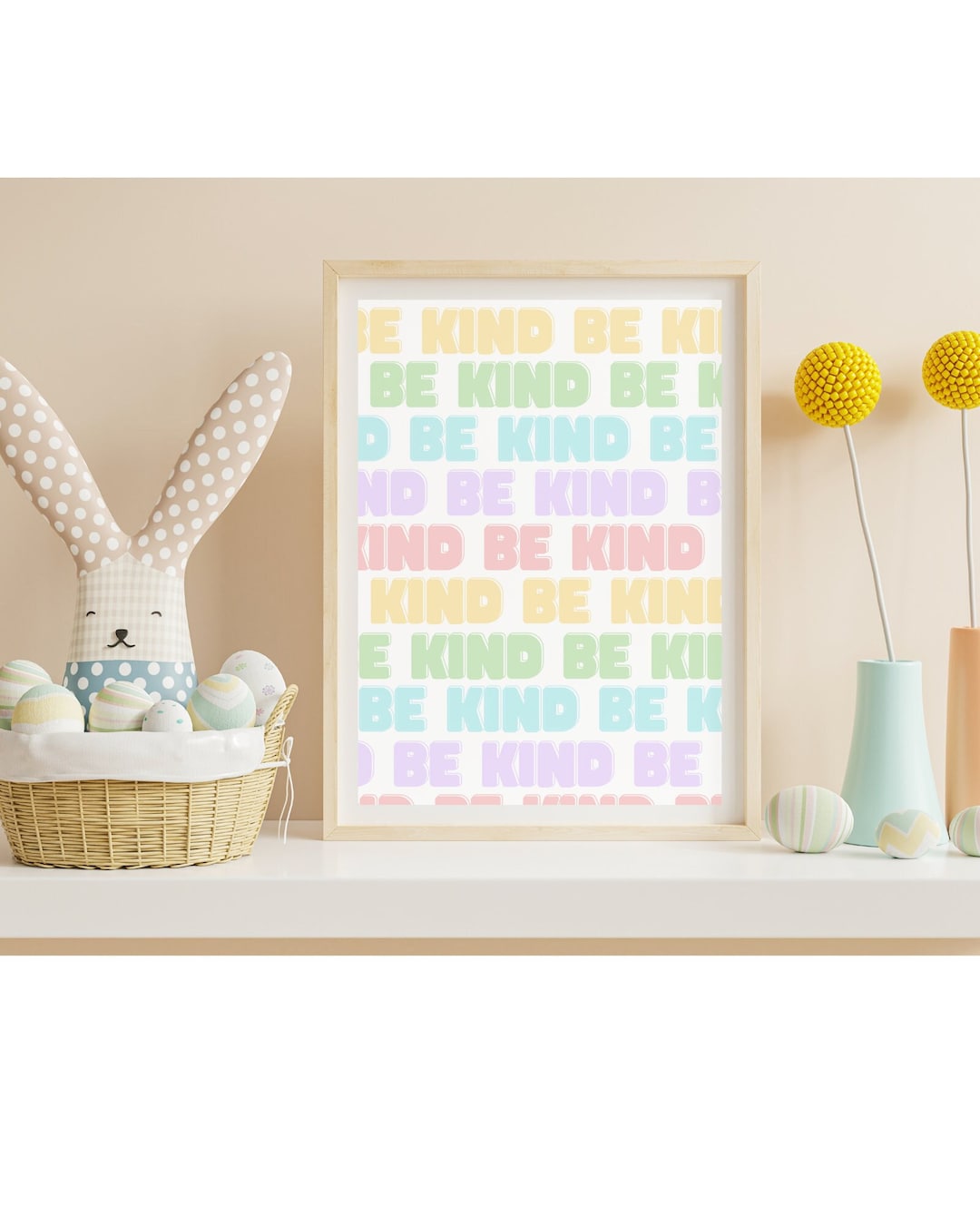 Be Kind Print, Positive Wall Art for Girls, Pink, Green, Blue and ...
