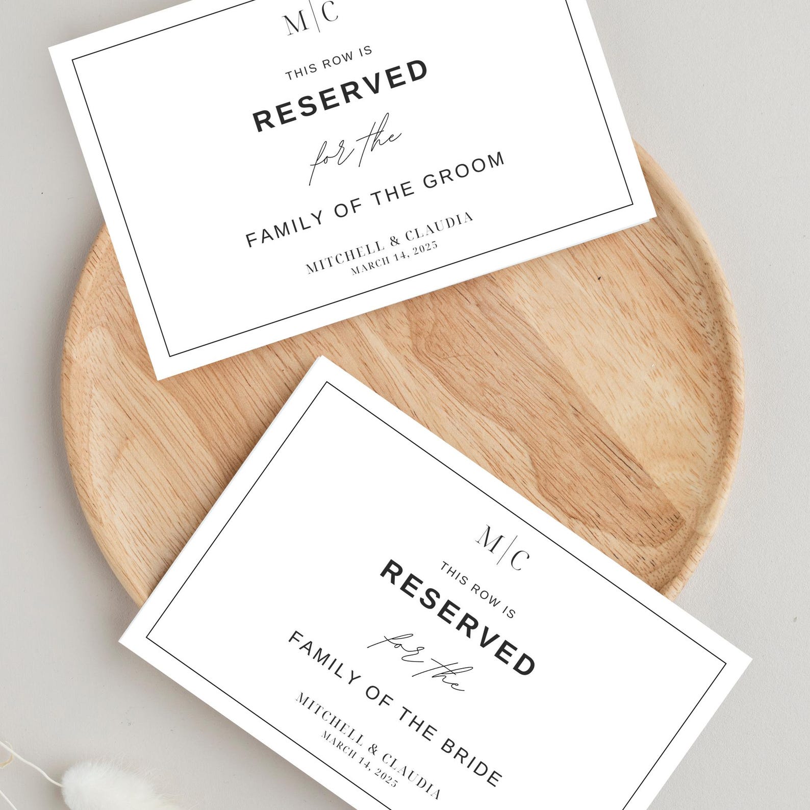 Monogram Wedding Reserved Sign Template, Elegant Reserved for Brides or ...