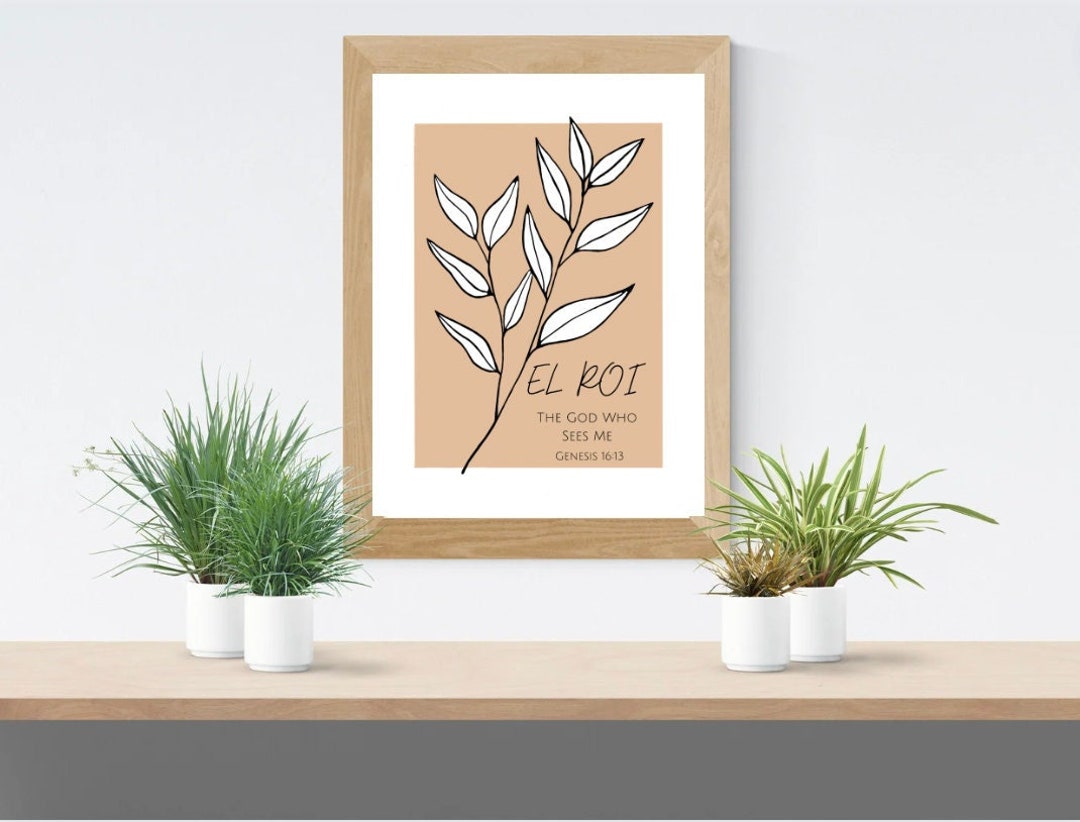 Hebrew Names of God -el Roi- Neutral Colorblock-- Bible Verse ...
