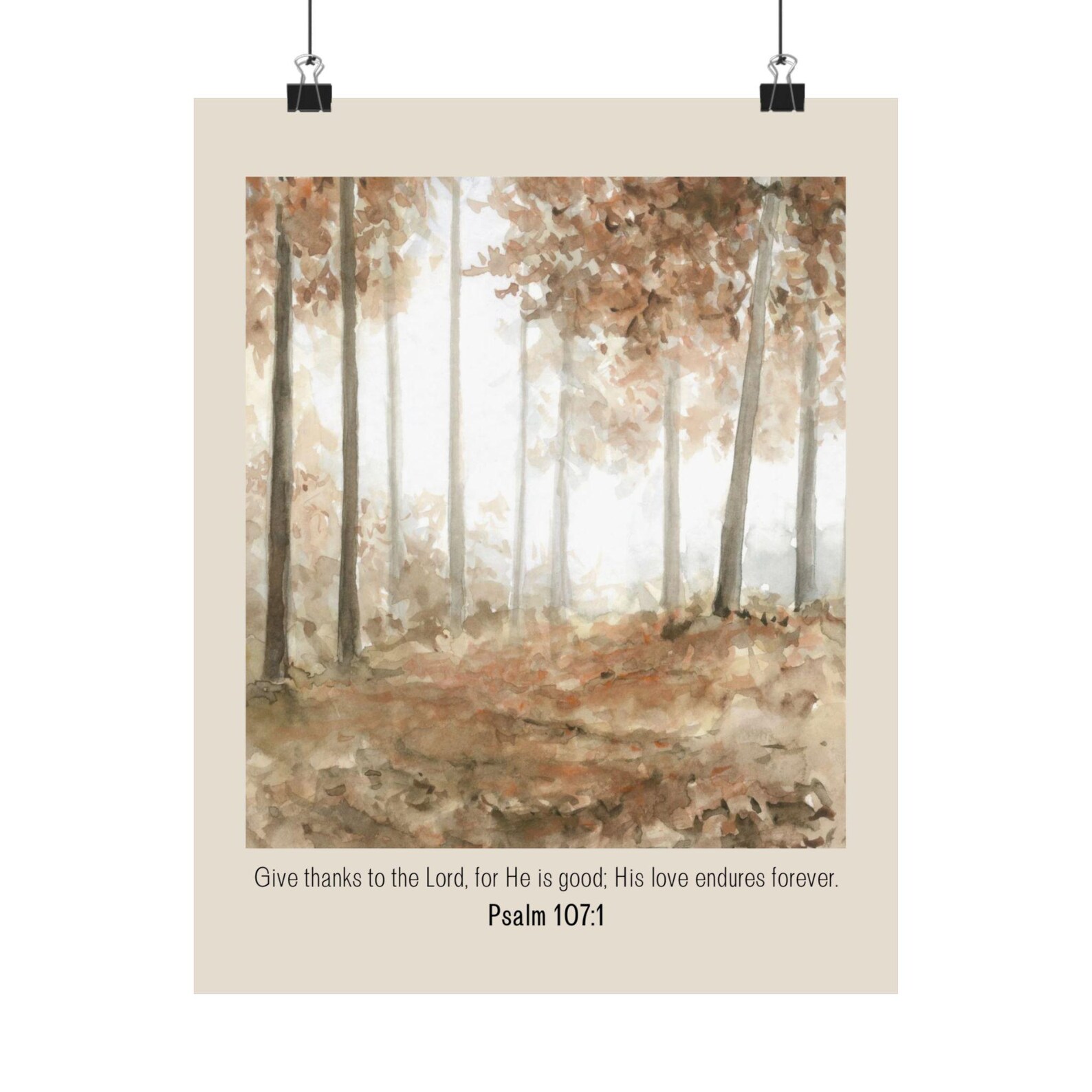Give Thanks to the Lord Psalm 107:1 Fall Bible Verse Print Autumn Wall ...