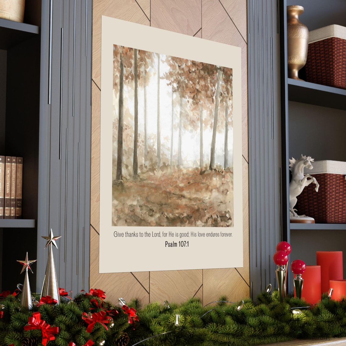 Give Thanks to the Lord Psalm 107:1 Fall Bible Verse Print Autumn Wall ...