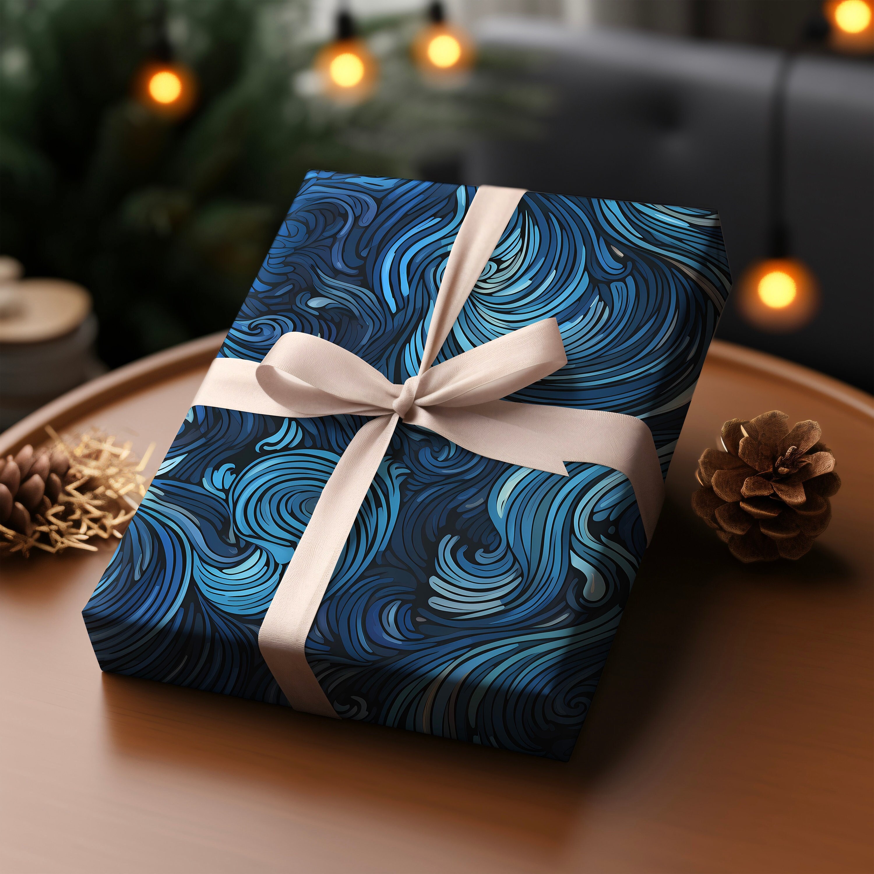 Deep Blue Gift Wrapping Paper Christmas Birthday | Elegant Luxury Gift ...