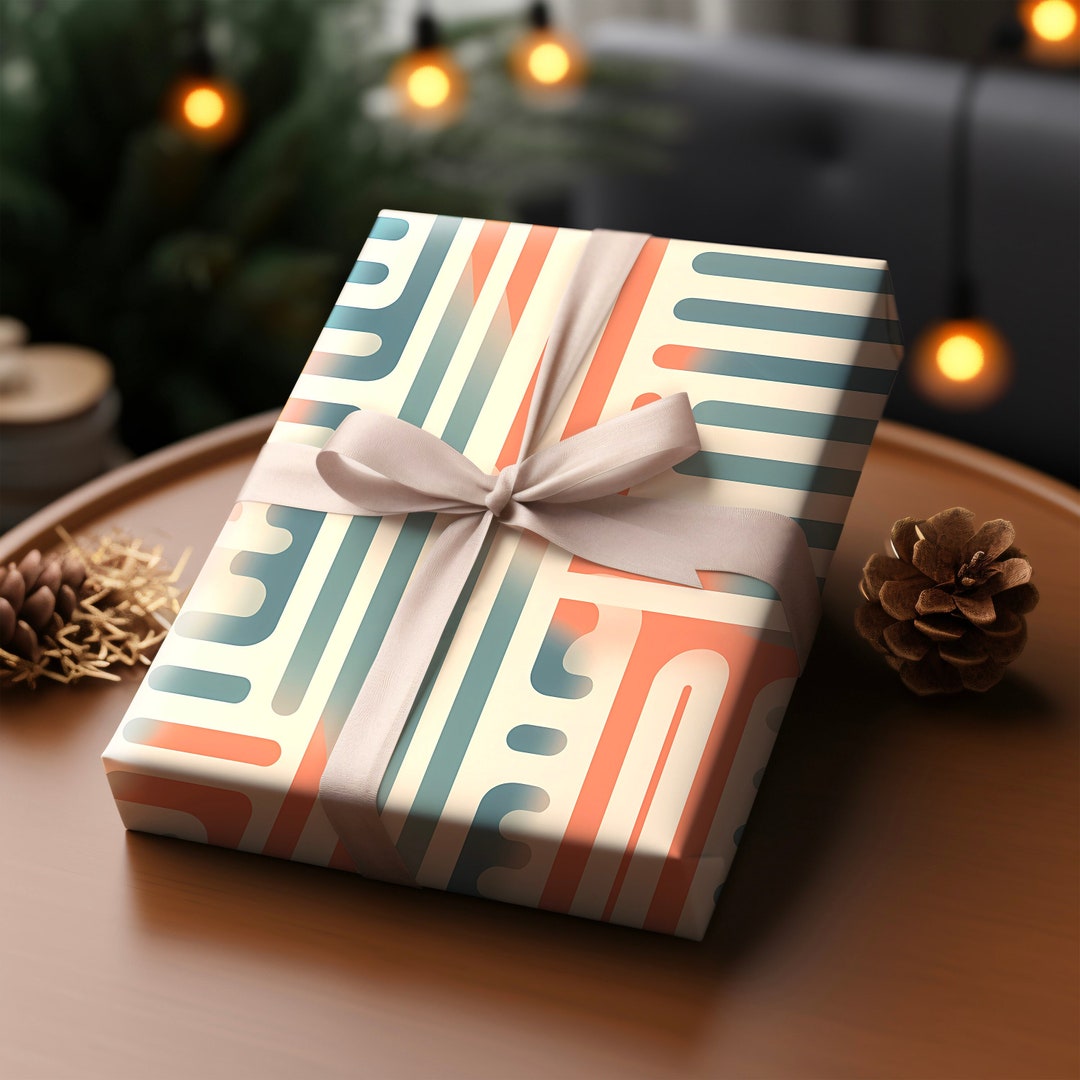Retro Orange Gift Wrap, Unique Wrapping Paper, Premium Paper for ...